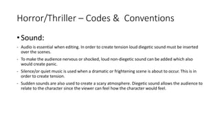 Codes and conventions of horror thriller | PPT