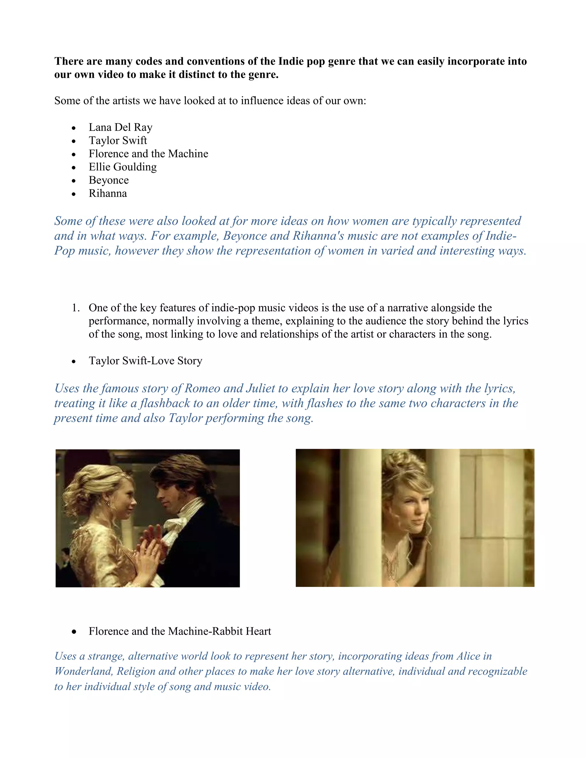 Codes and conventions of indie pop genre | DOCX