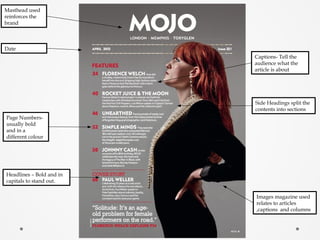 Codes and conventions of magazine Contents Page | PPT