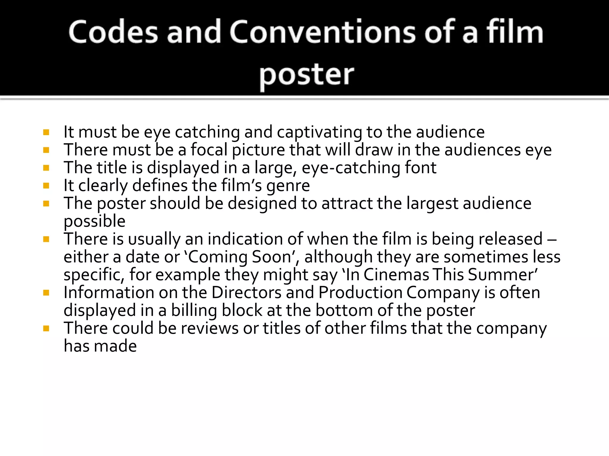 Codes and conventions of movie posters | PPTX