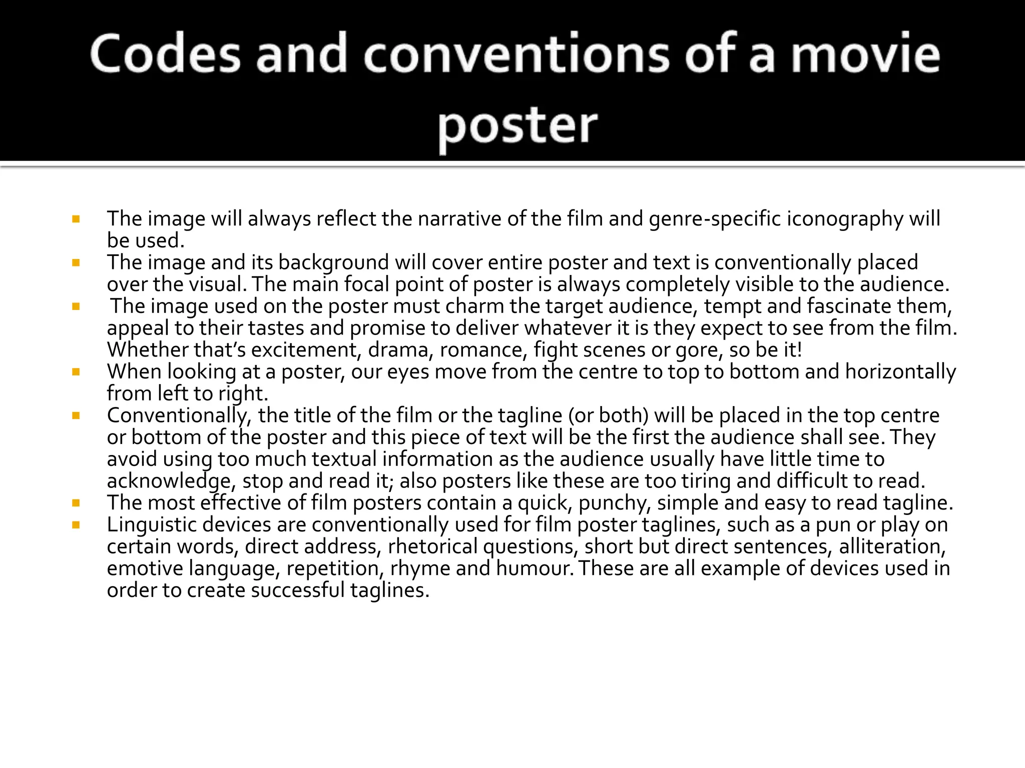 Codes and conventions of movie posters | PPTX