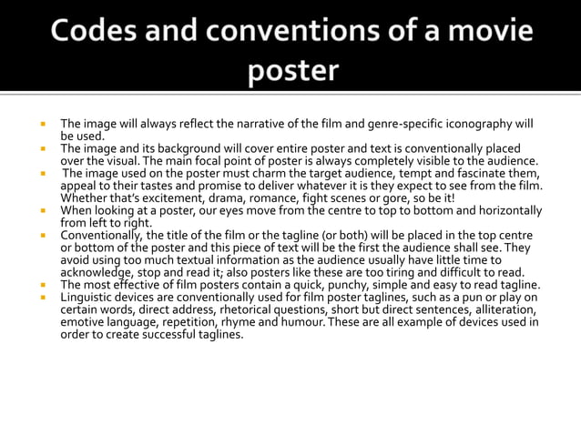 Codes and conventions of movie posters | PPTX