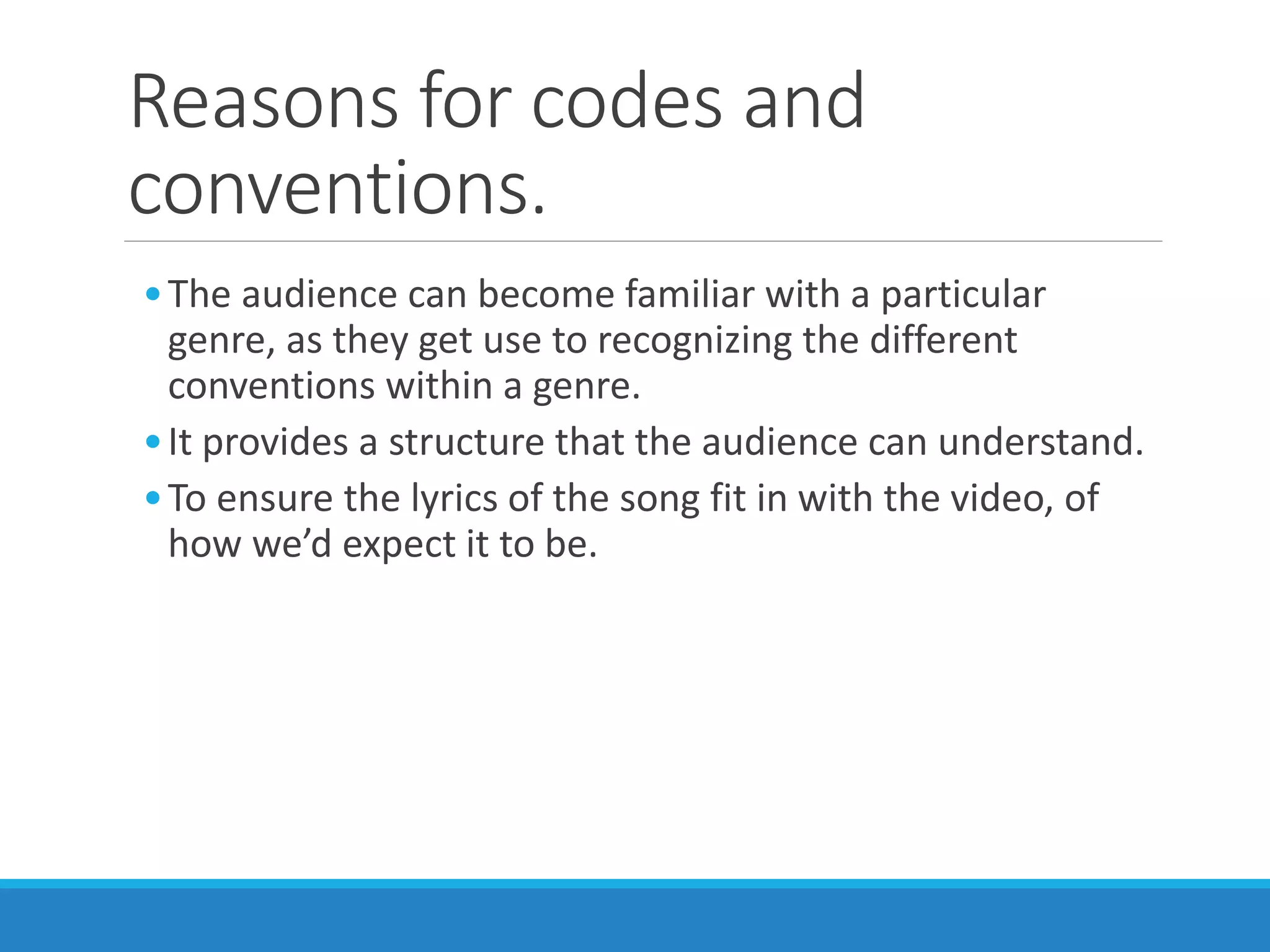 Codes and Conventions of Music Videos | PPTX