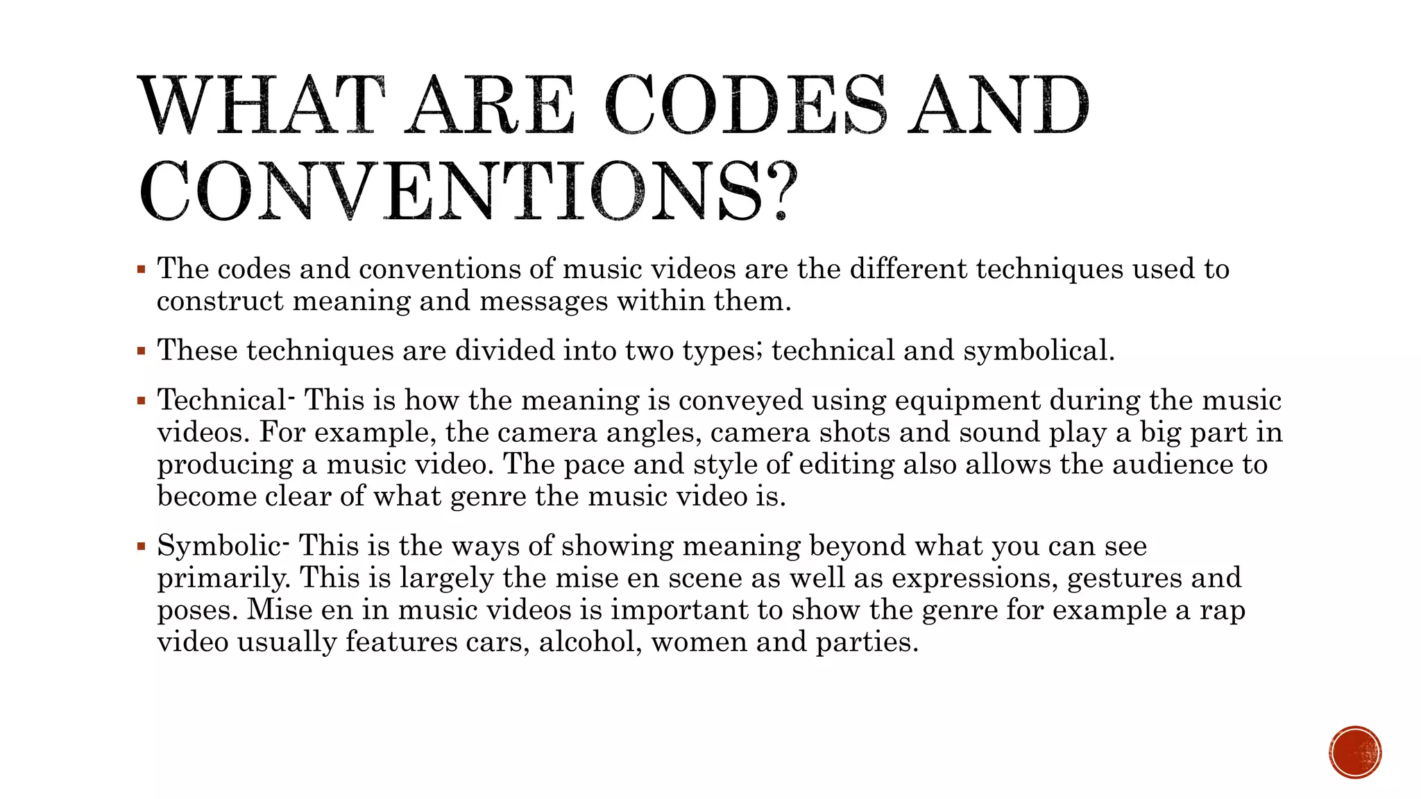 Codes and conventions of music videos | PPT