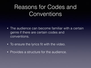 Codes and conventions of music videos | PDF