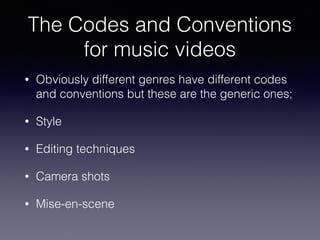 Codes and conventions of music videos | PDF