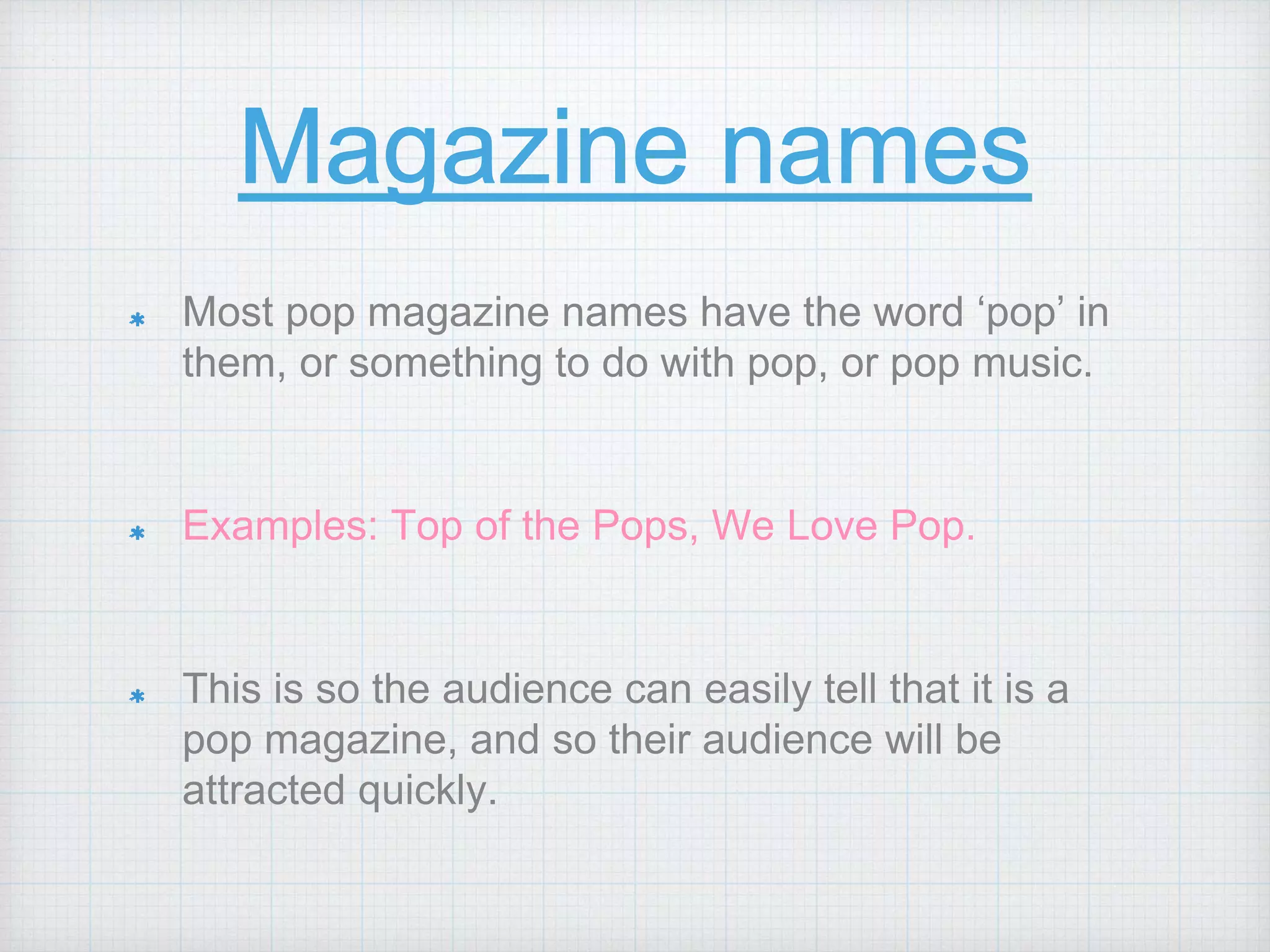 Generic conventions of pop magazines | PPTX