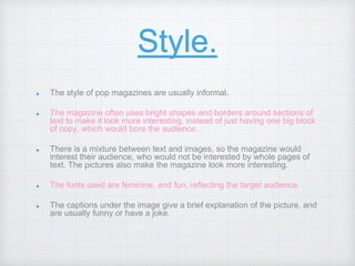 Generic conventions of pop magazines | PPTX