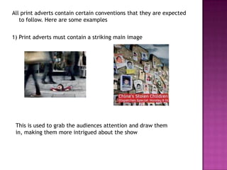 Codes and conventions of print adverts | PPTX