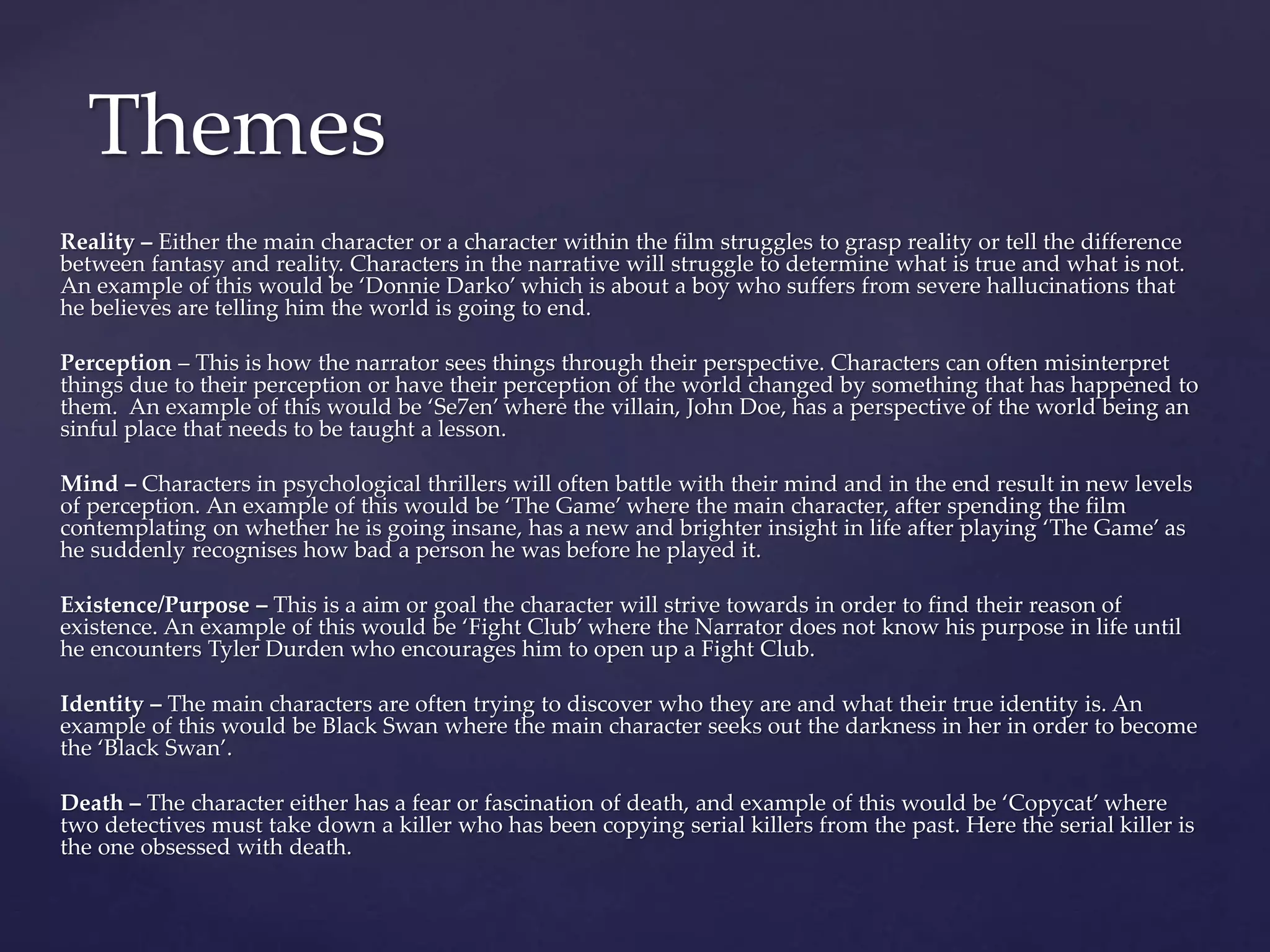 Codes and conventions of psychological thriller | PPTX