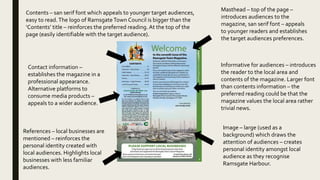Codes and conventions of regional magazine contents pages | PPT