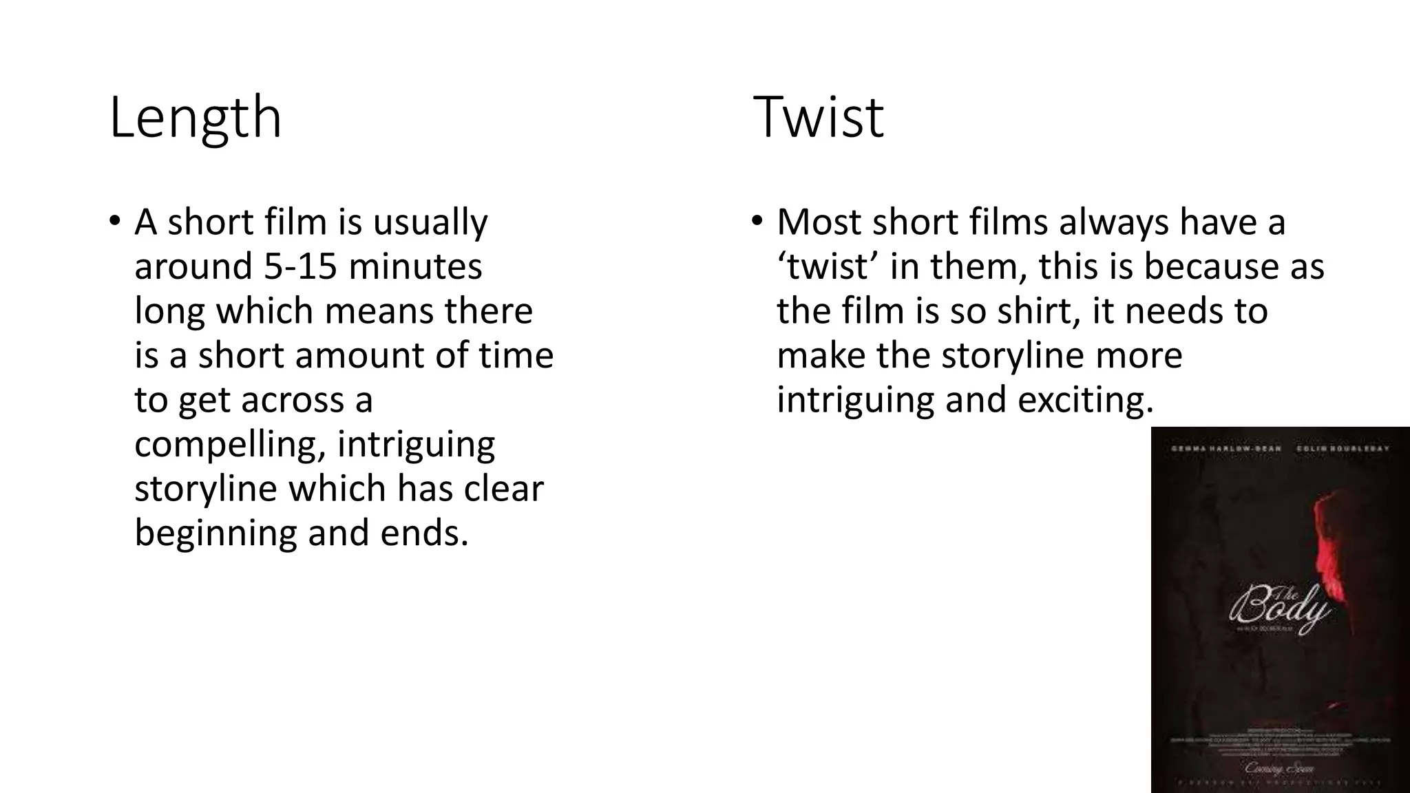 Codes and conventions of short films | PPTX