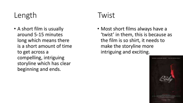 Codes and conventions of short films | PPTX
