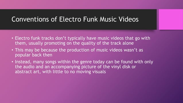 Codes and Conventions of The Electro Funk Genre | PPT