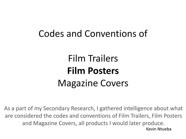 Codes and conventions of trailers, posters, magazine covers | PPT