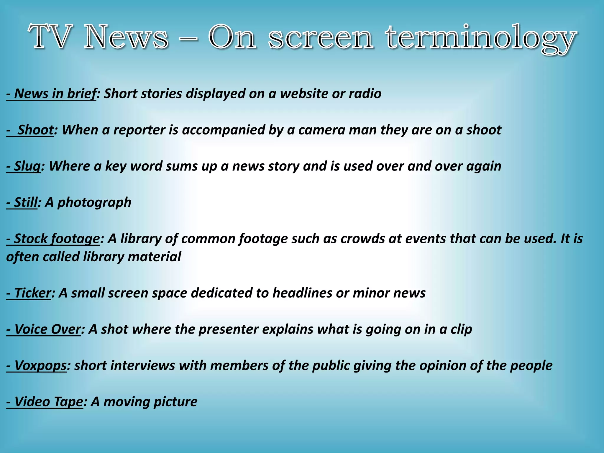 Codes and conventions of tv news | PPTX