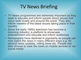 Codes and conventions of tv news | PPTX