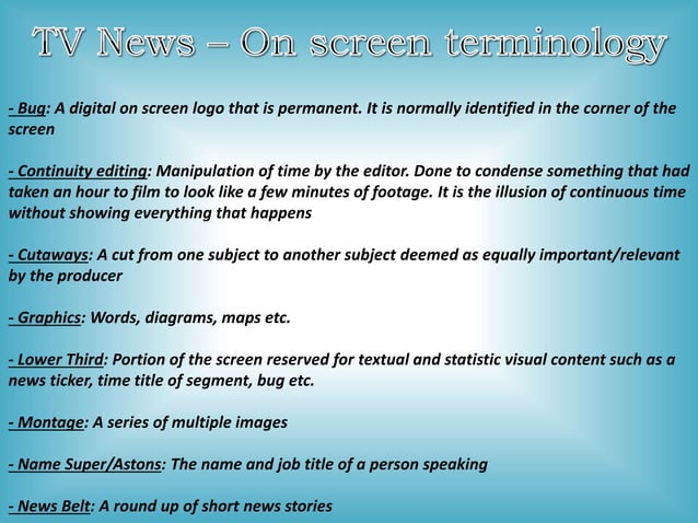 Codes and conventions of tv news | PPTX