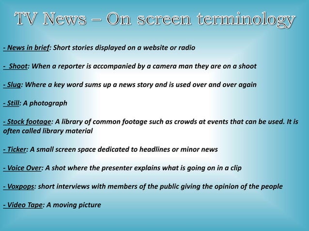 Codes and conventions of tv news | PPTX