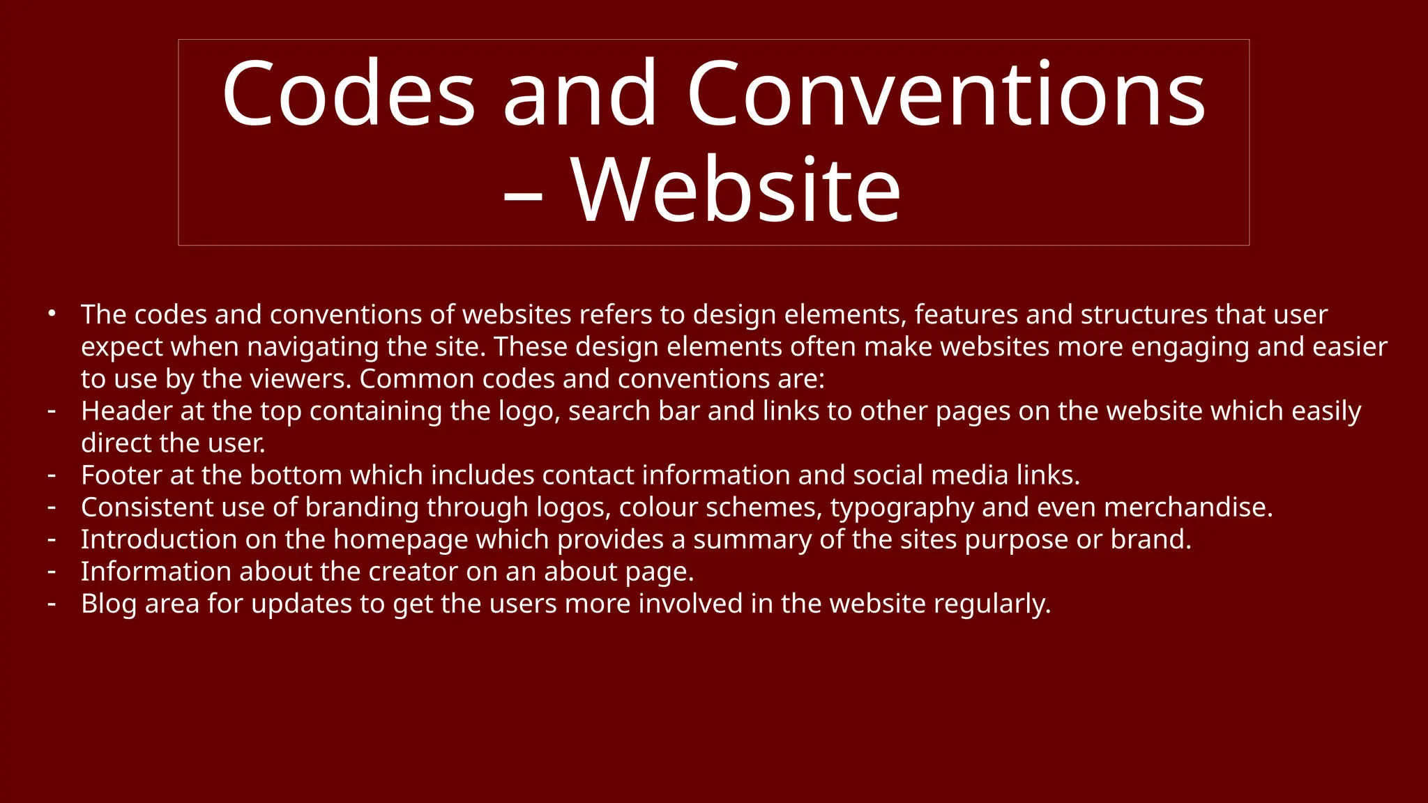 Codes and conventions of websites - research | PPTX