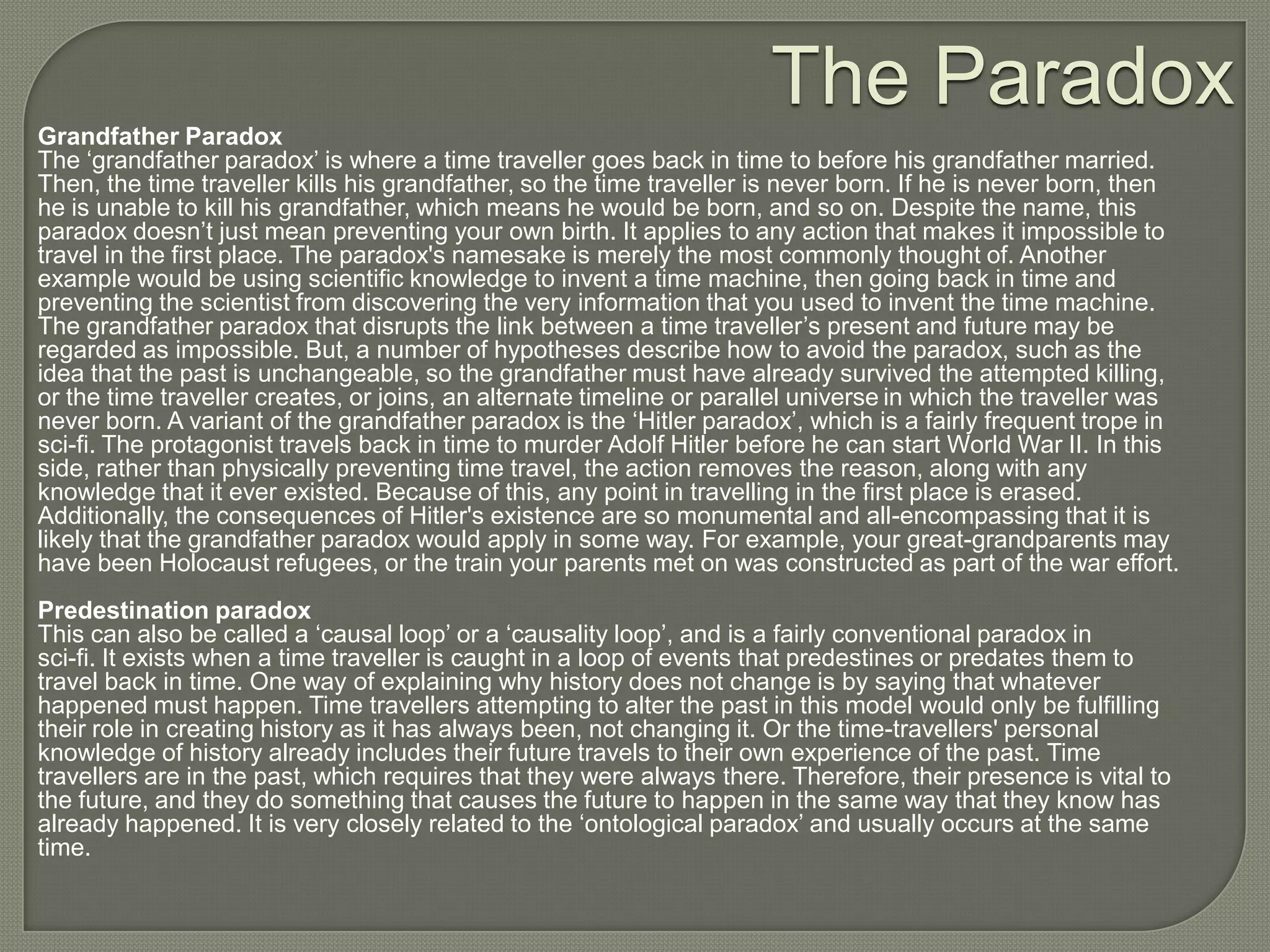 Codes & Conventions of Time Travel Sci-fi | PPTX