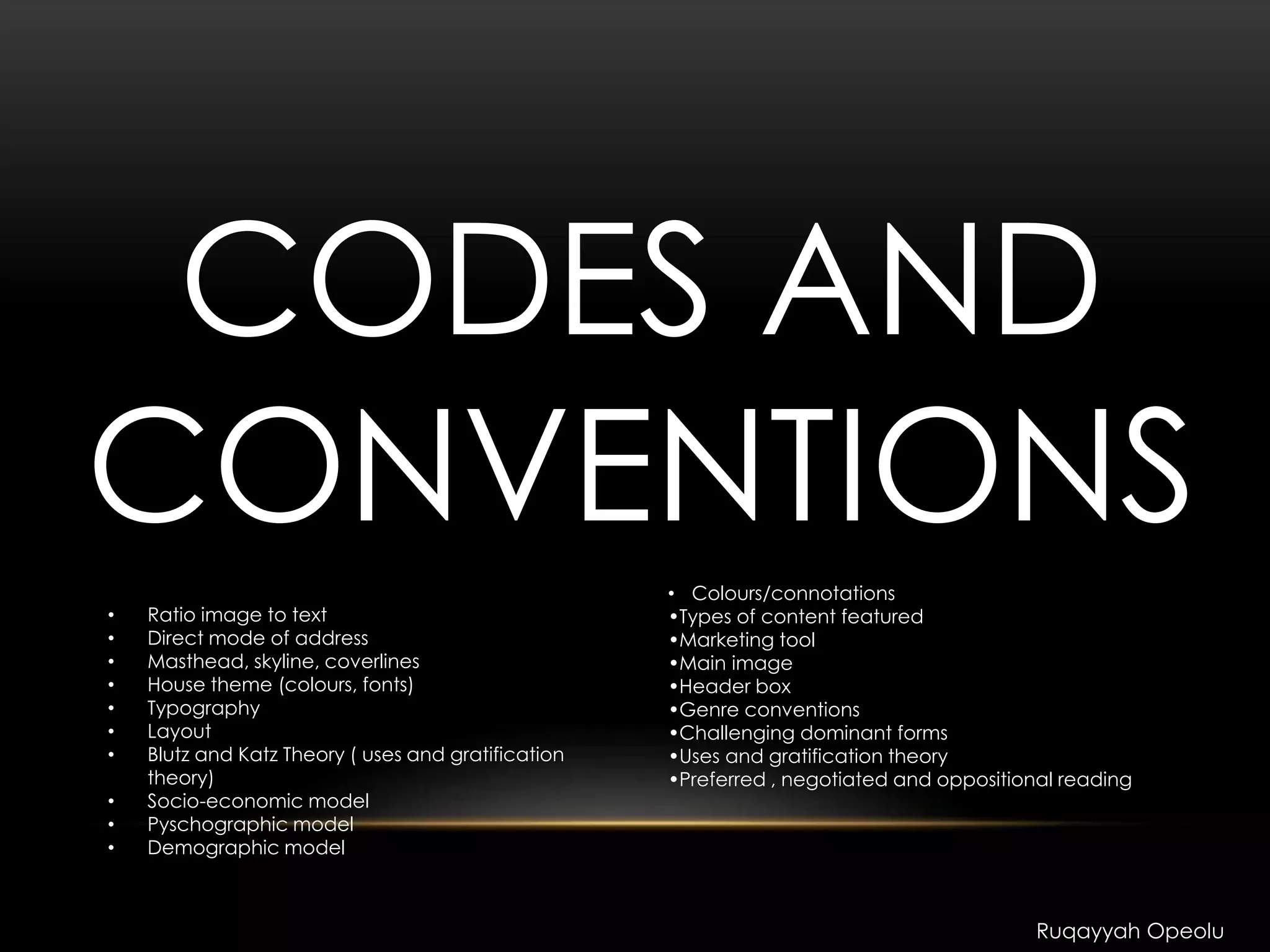 Codes & conventions | PPTX | Desktop Publishing | Computer Software and Applications