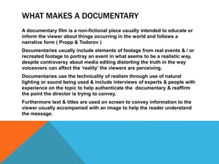 Codes conventions of a documentary | PPT