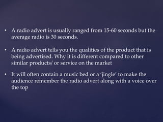 Codes & Conventions of a Radio Advertisement | PPTX