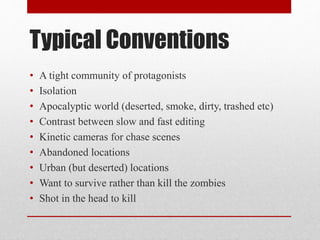 Codes & Conventions of Zombie Movies | PPTX