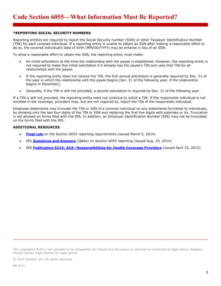 Code Section 6055 – What Information Must be Reported | PDF | Health ...