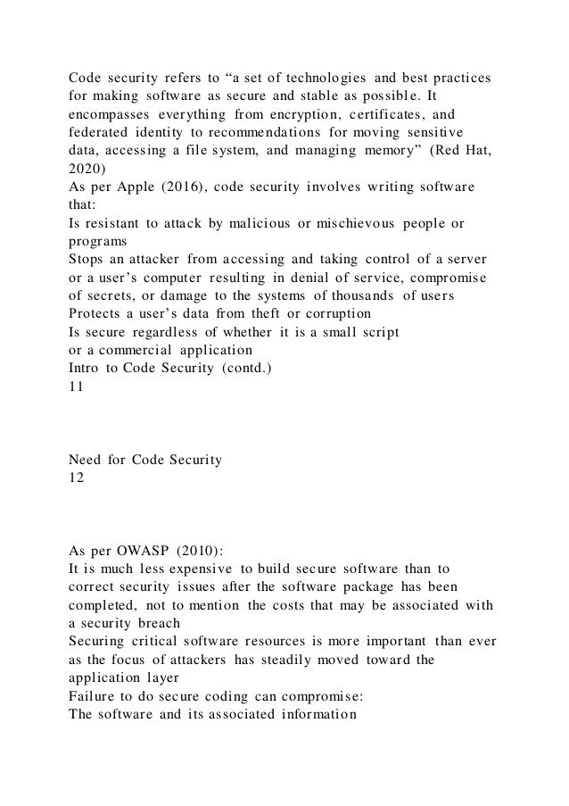 Code Security – Issues and Best Practices1Outline | PDF