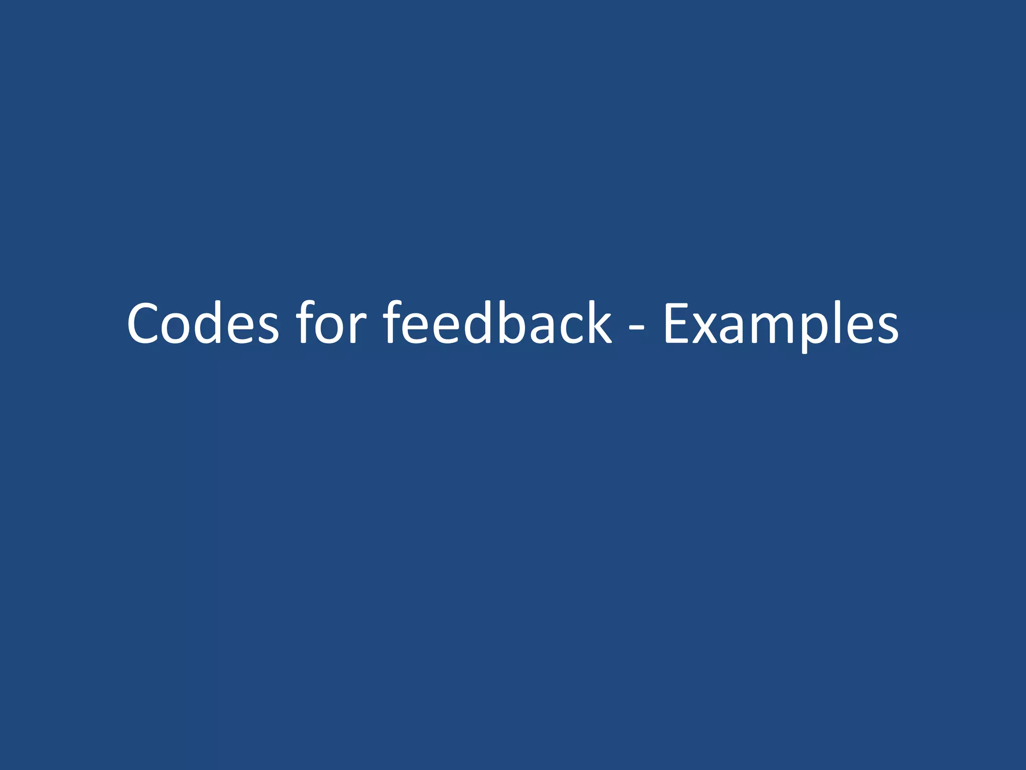 Codes for Feedback - Examples | PPSX