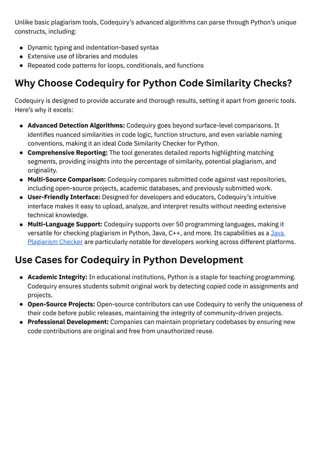Advanced Code Similarity Checker Python By Codequiry | PDF