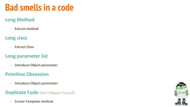 Code smell & refactoring | PPT