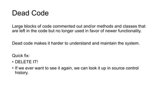 Code smells and Other Malodorous Software Odors | PPT