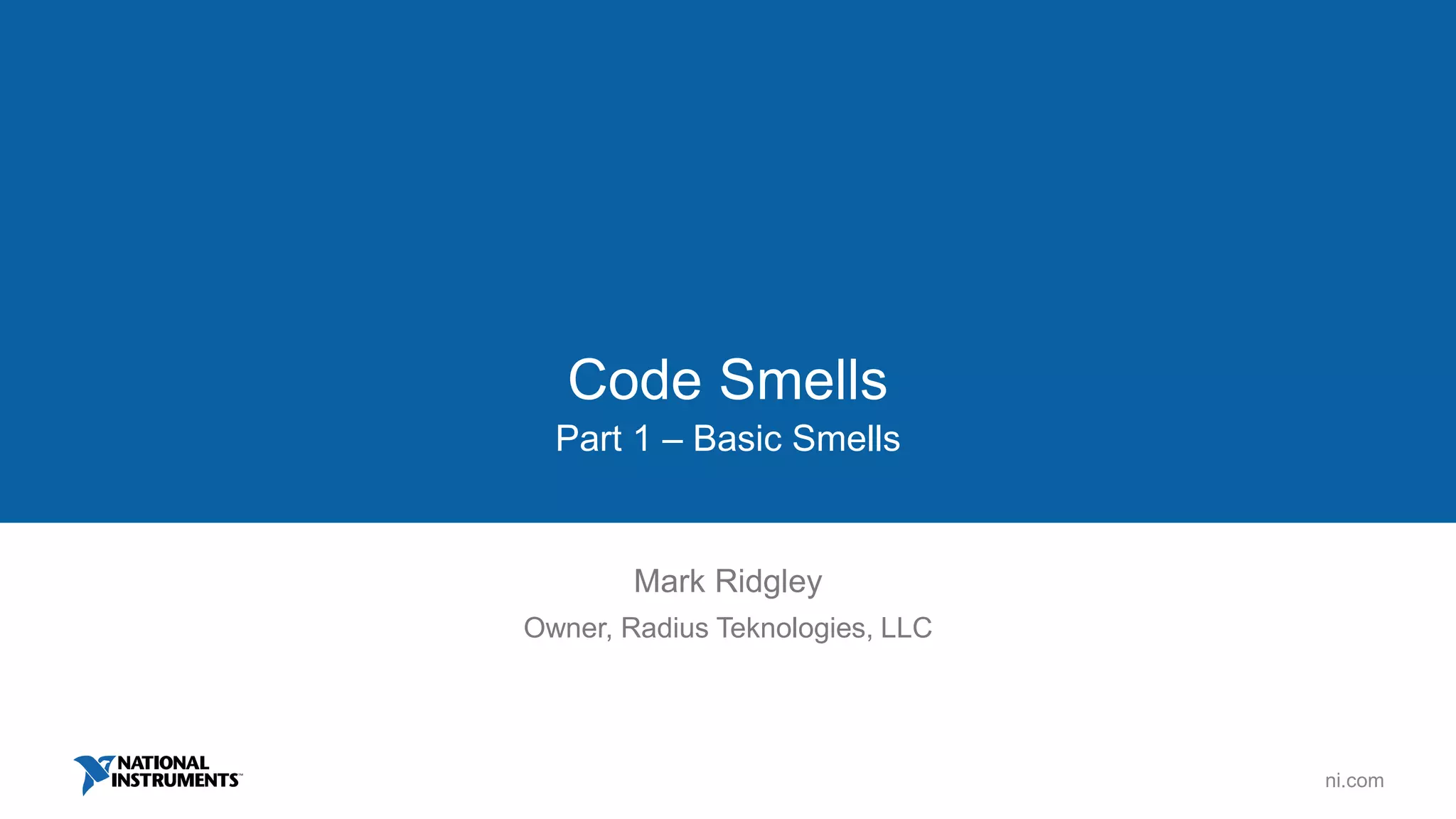 Code Smells Part 1: Basic Smells | PPT
