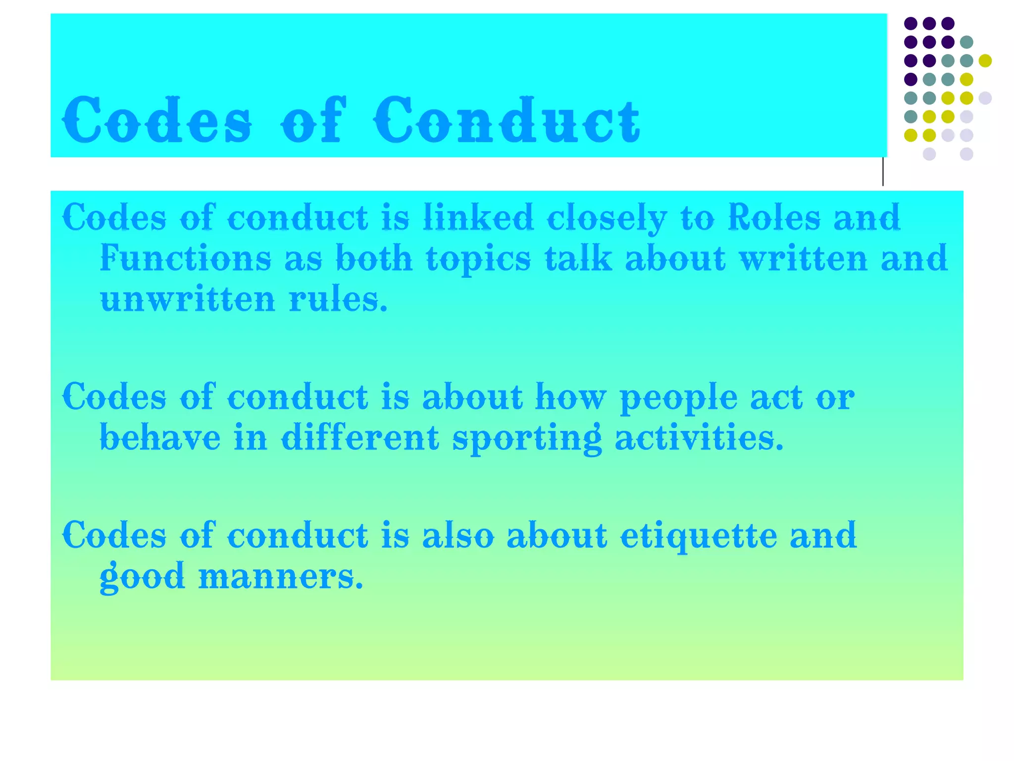 Codes of conduct | PPT