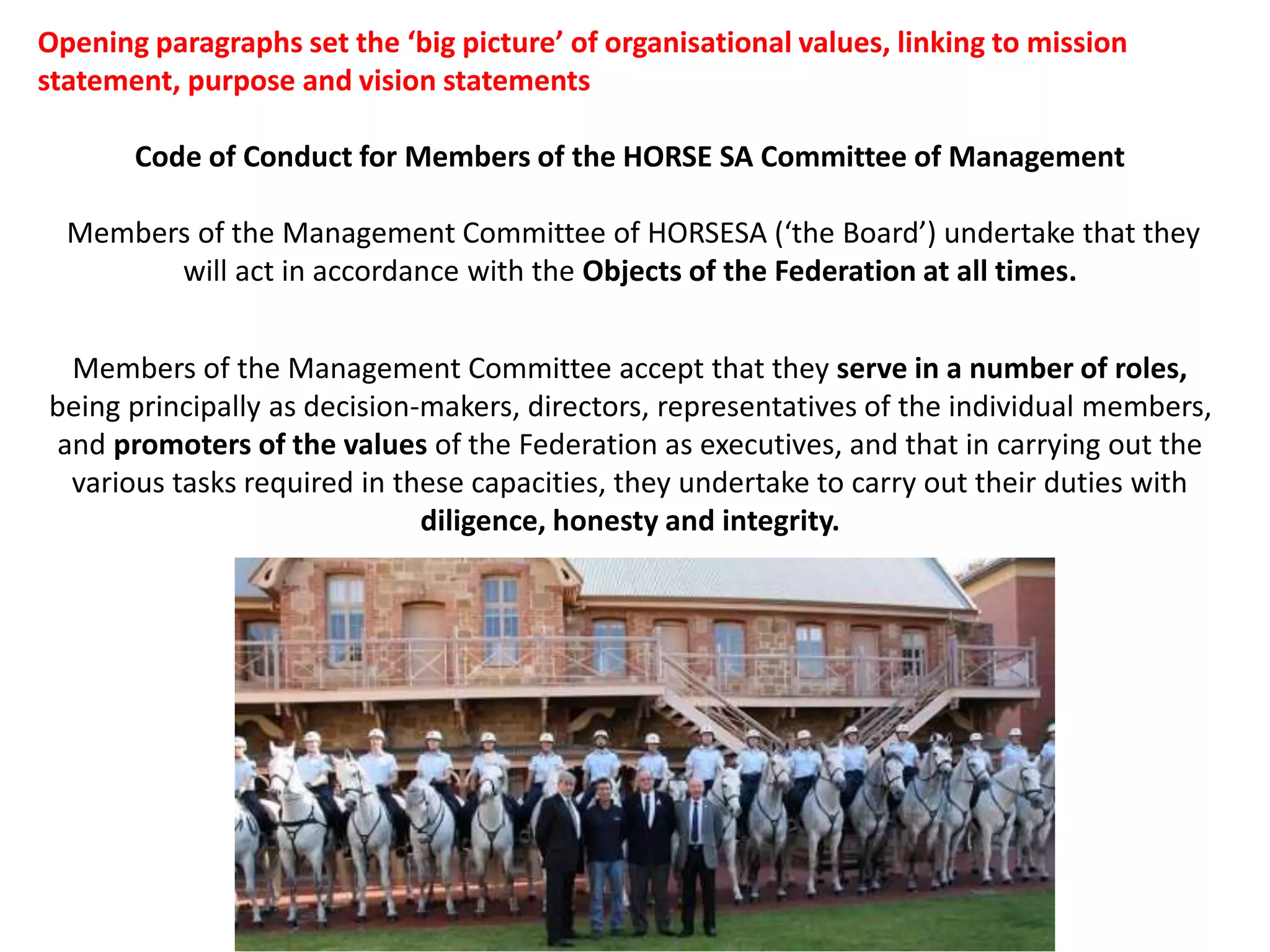 Horse SA codes of conduct + ideas for all horse clubs | PPTX
