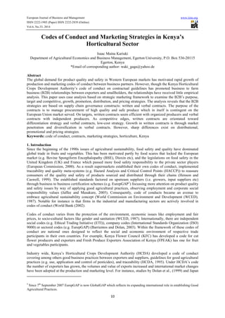Codes of conduct and marketing strategies in kenya’s horticultural ...