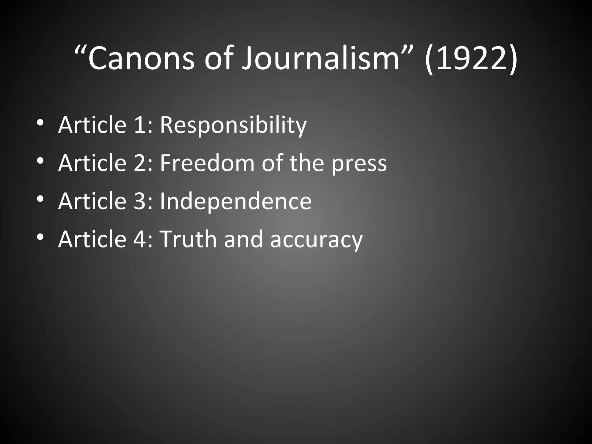 Journalistic Codes of Ethics | PPT