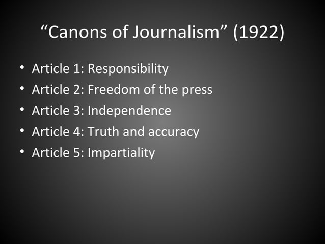 Journalistic Codes of Ethics | PPT | Law