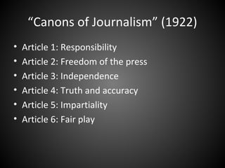 Journalistic Codes of Ethics | PPT