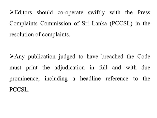 Codes of ethics for journalist in Sri Lanka | PPTX