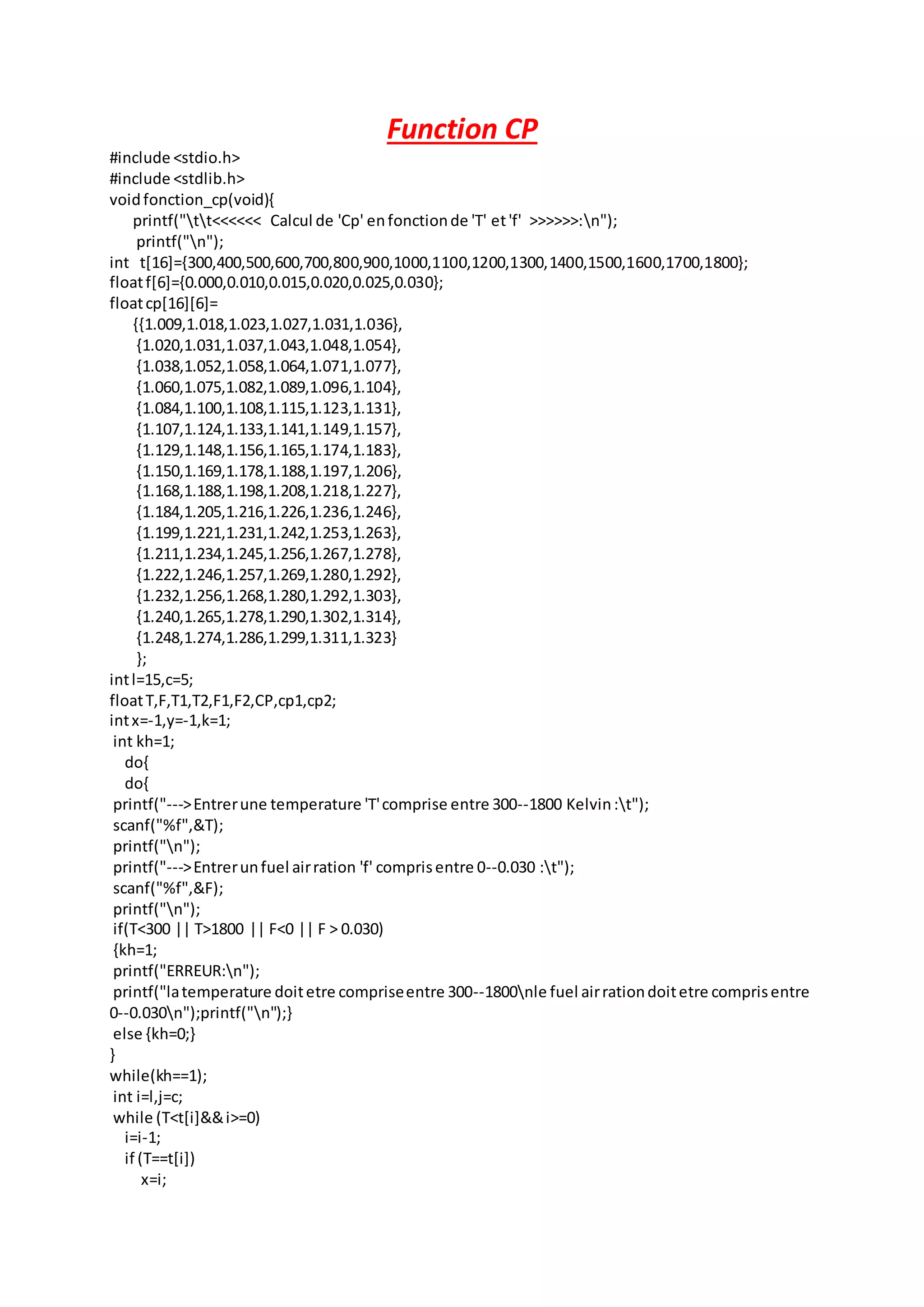Code sources des fonctions table cp | PDF