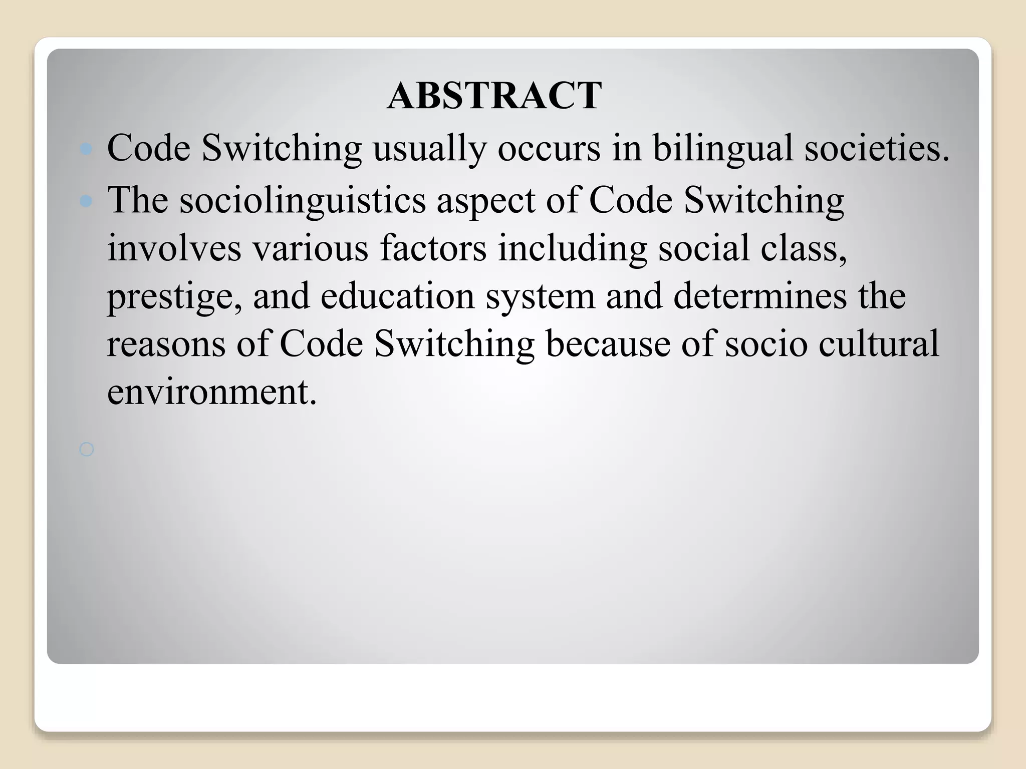 Code switching linguistic | PPTX