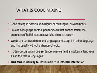 Code Switching and Code Mixing | PPTX | Programming Languages | Computing