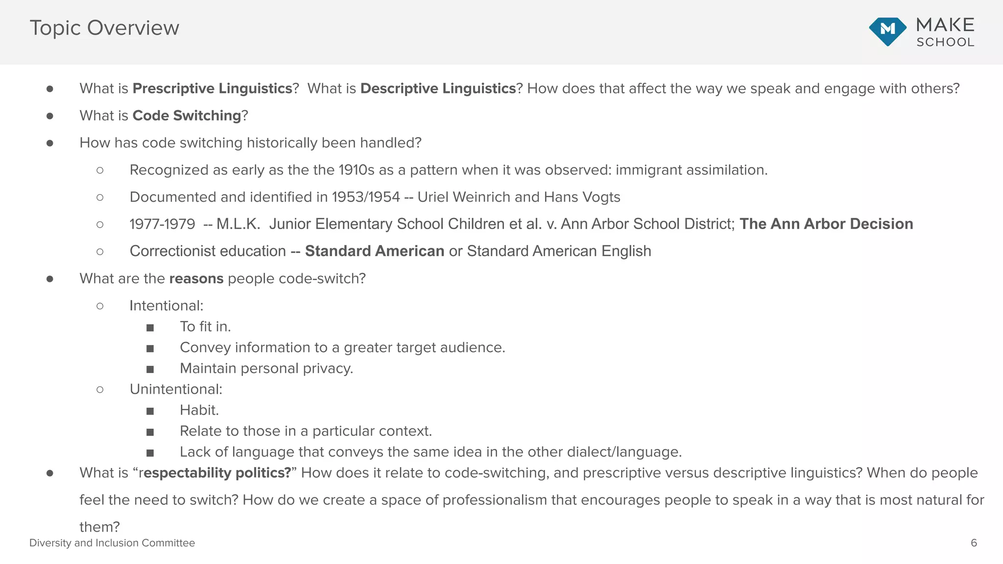 Prescriptive & Descriptive Language, and Code Switching | PPT