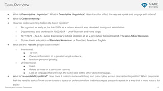 Prescriptive & Descriptive Language, and Code Switching | PPT
