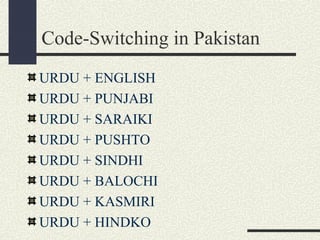 Code Switching in Pakistan | PPT