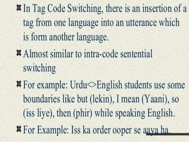 Code Switching And Code Mixing Ppt 